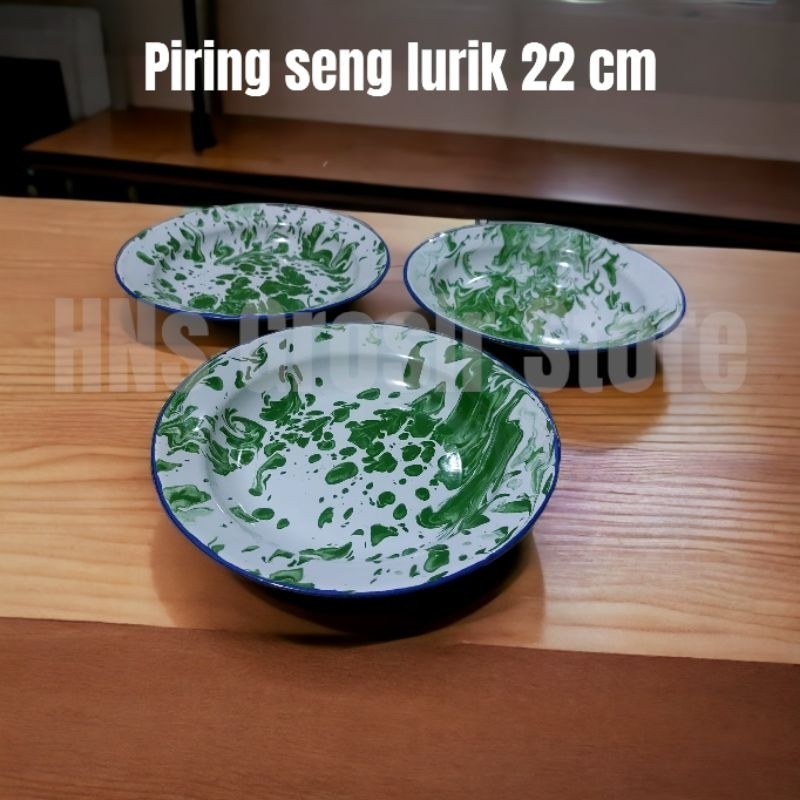 Jual Piring seng enamel lurik ukuran 22 cm besar tebal merk TB | Shopee ...
