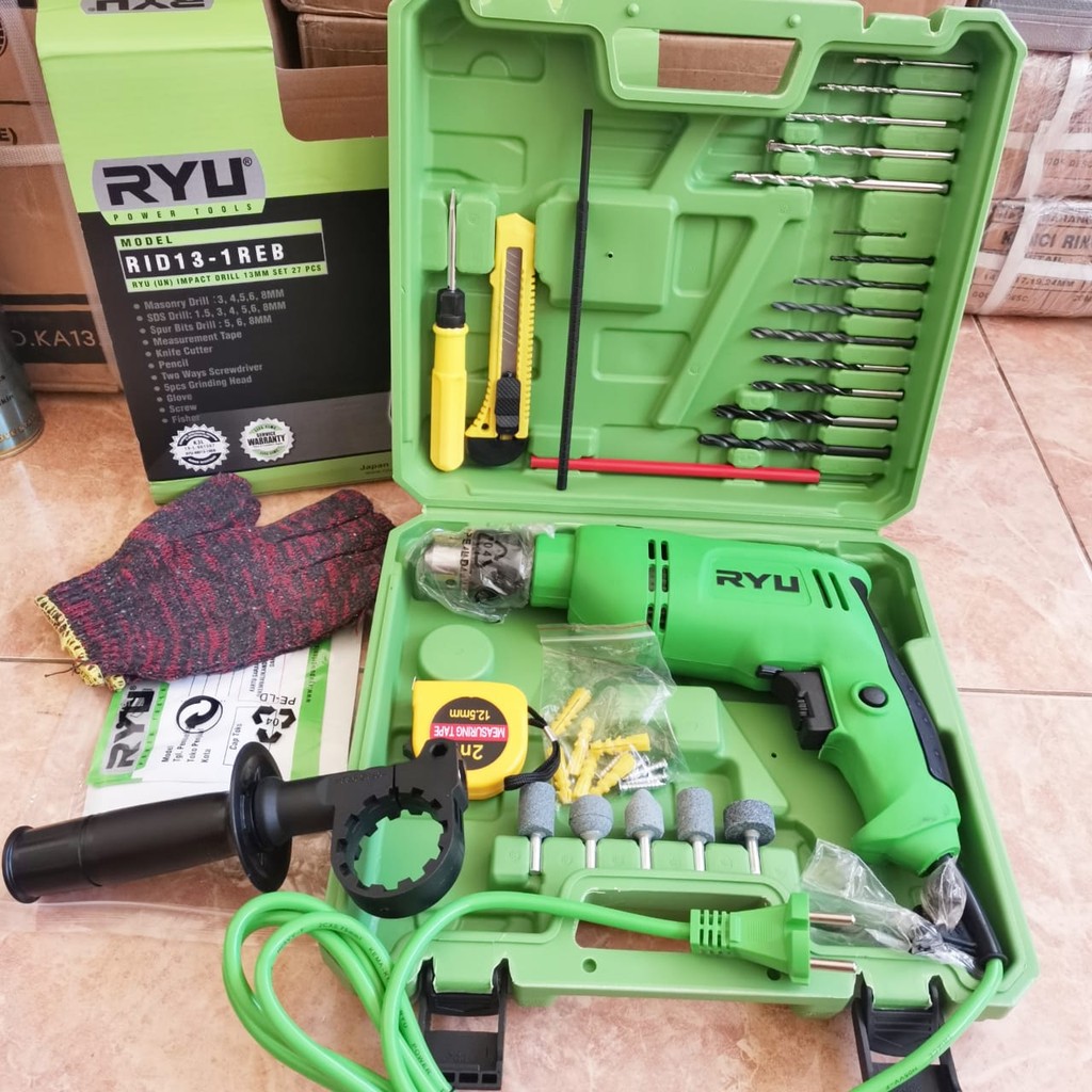 Jual Mesin Bor Beton Set 13mm RYU RID13 - 1REB Impact Drill Set 13 mm ...