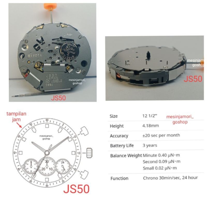 Jual mesin jam JS50 JS55 miyota original | Shopee Indonesia