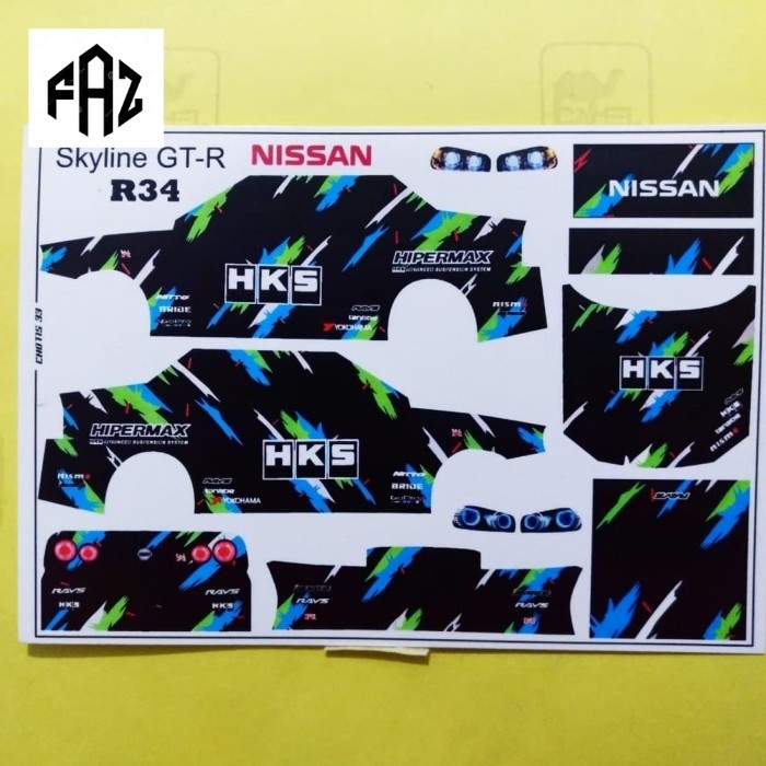Jual Decal Diecast Hot wheels nissan skyline r34 hks full | Shopee ...