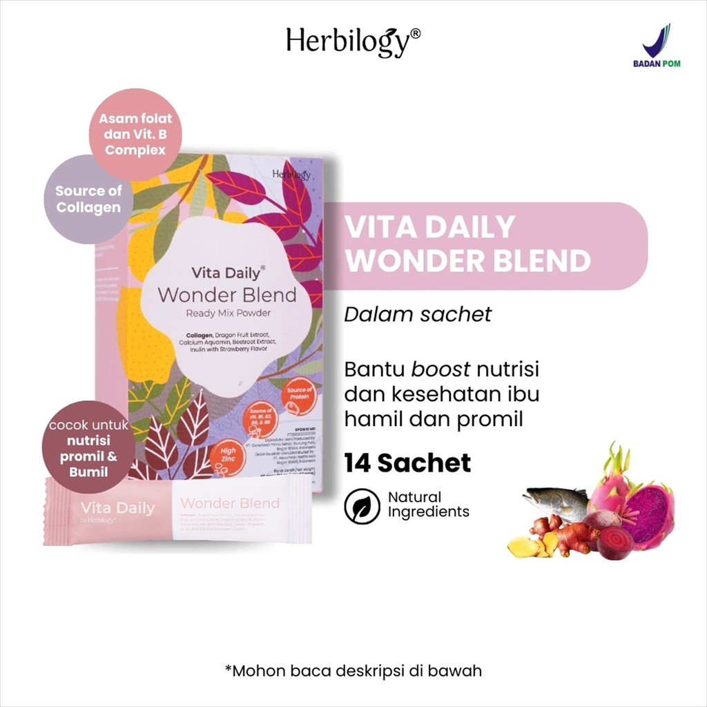 Jual Herbilogy - Vita Daily Wonder Blend 14 Sachet ( Suplemen Kehamilan ...