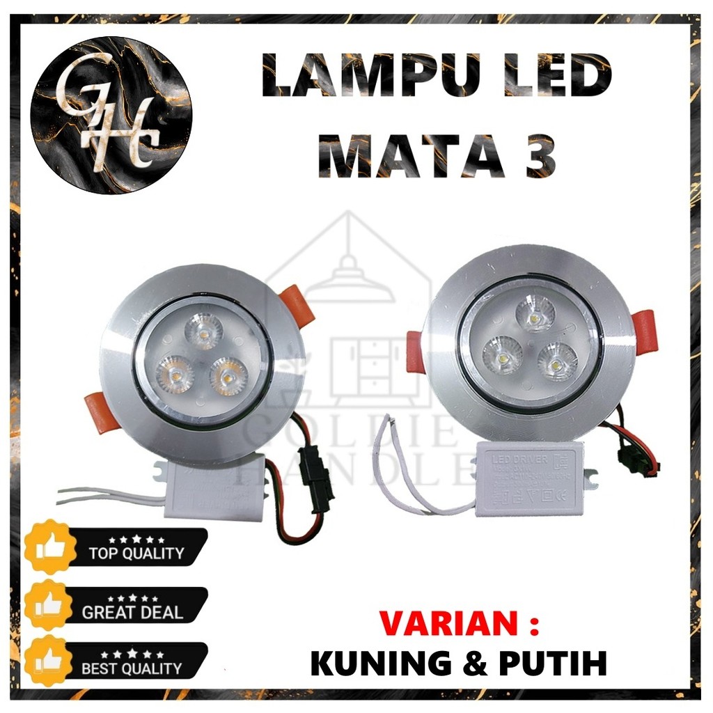 Jual downlight panel led 3 mata Putih dan Kuning Lampu Downlight led 3 ...