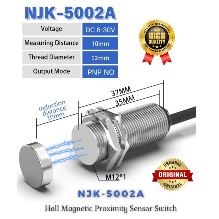 Jual SENSOR INDUCTIVE PROXIMITY NJK-5002A PNP NO NORMALY OPEN 3 WIRE DC 6-30V MAGNETIC SWITCH ...