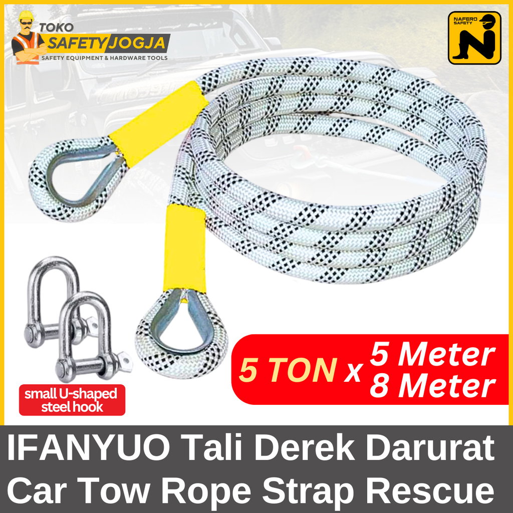 Jual TALI DEREK MOBIL TOWING EMERGENCY CAR ROPE 5 TON x 5 Meter 8 Meter ...
