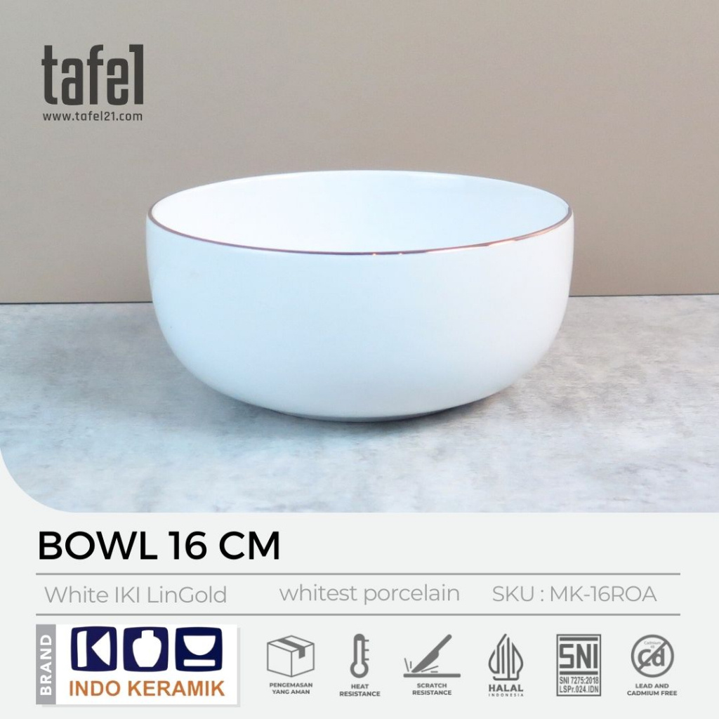 Jual INDO KERAMIK Mangkok Bowl Bulat Lis emas HORECA 16 cm | Shopee ...