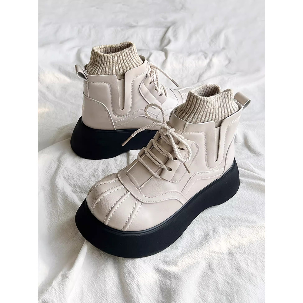 Jual Vintage Shell head classique Woman boots Autumn and Winter preppy ...