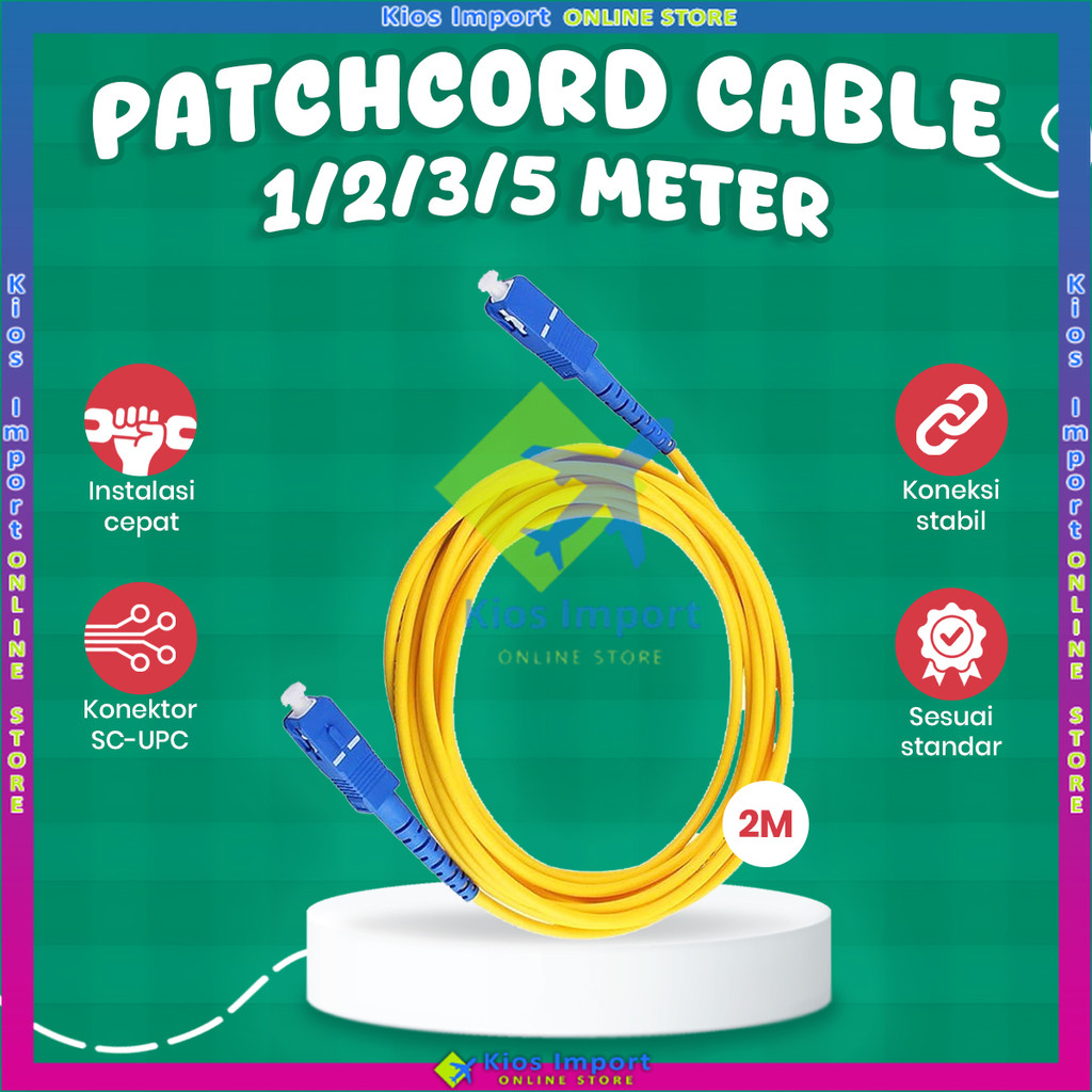Jual ! 1 pcs Kabel Fiber Optic Patch Cord Warna Kuning 1M 2M 3M 5M FO Patch Cord Single Mode SC ...