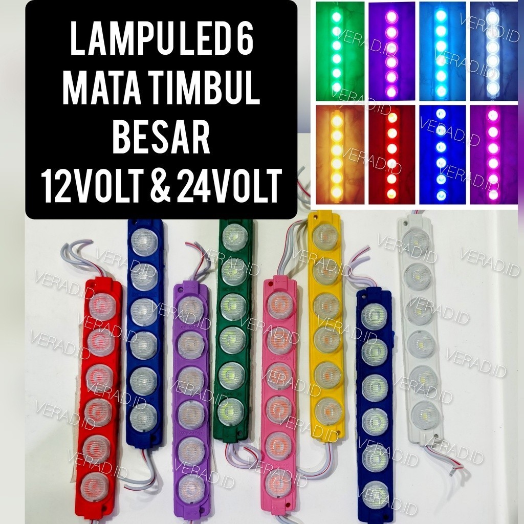 Jual Lampu Led kolong variasi truk mobil motor 6 mata jumbo timbul besar 3030 6W 12V 24V 12 Volt ...