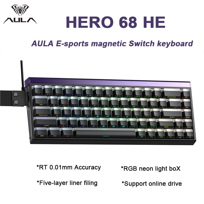 Jual AULA HERO 68 HE E-sports Gaming Wired Keyboard Magnetic Switch RGB Hot Swap 8K Hz Return ...