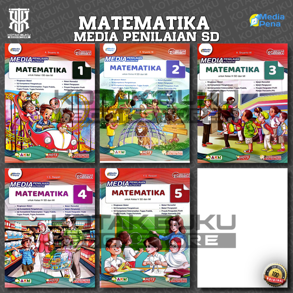 Jual Media Penilaian Matematika Kelas 1 2 3 4 5 6 SD Kurikulum Merdeka / Mediapena SD / Revisi ...