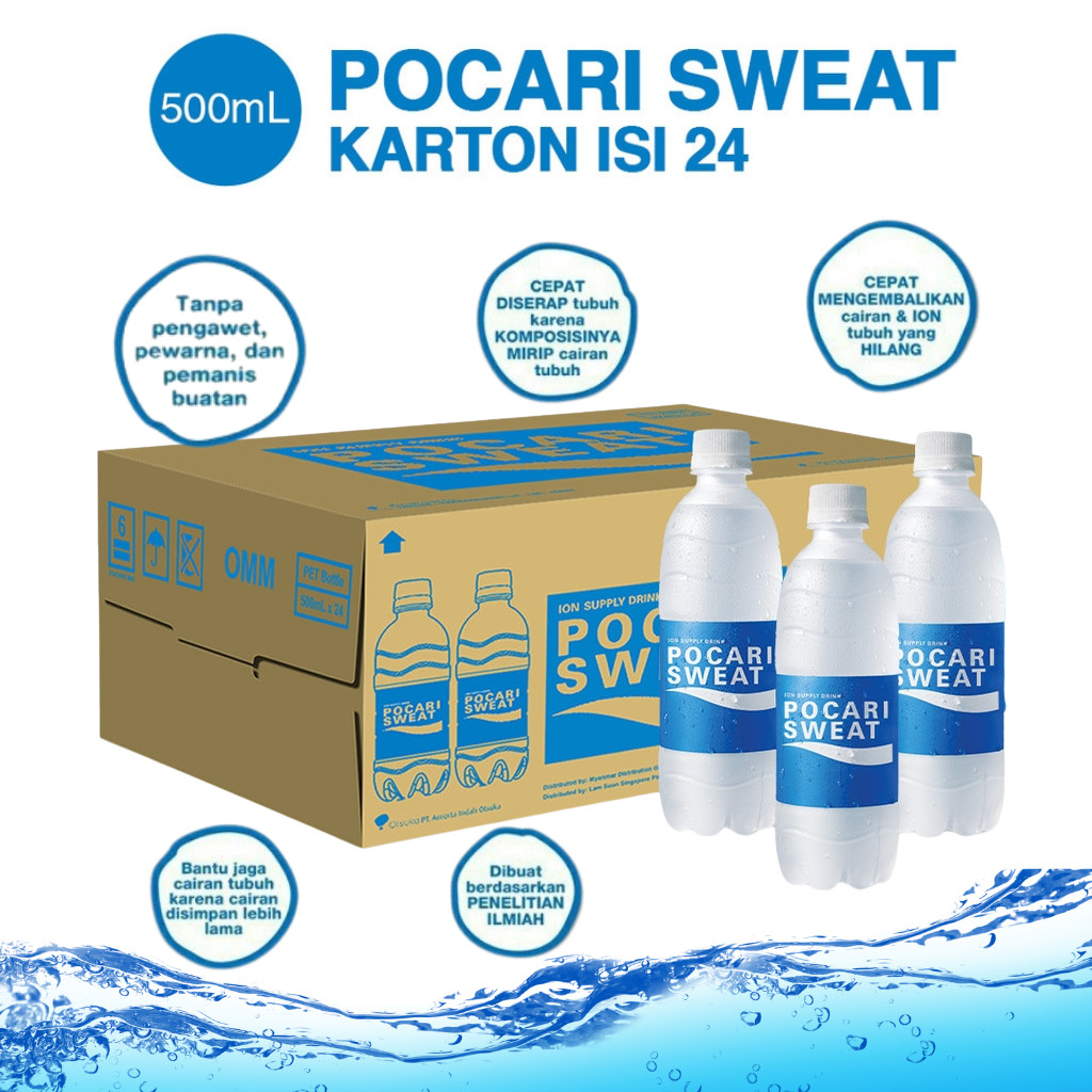Jual POCARI SWEAT Minuman ISOTONIC Pet Botol 500ml Sport Drinks Lari ...
