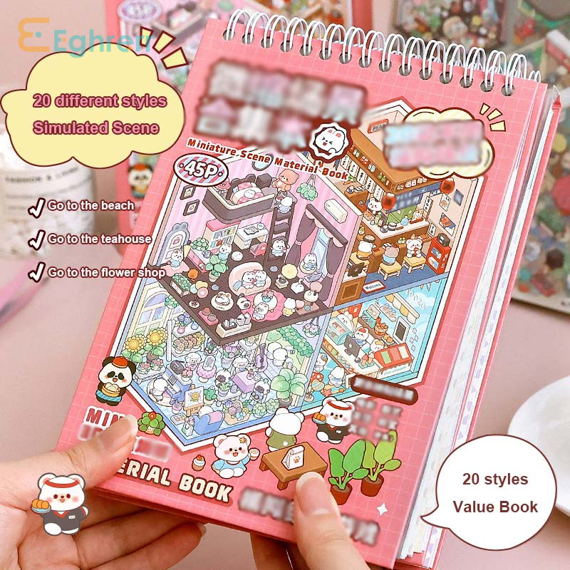 Jual Eeghrerr Miniature Scene Stickers 3D Cabin Stickers Girl Toys ...