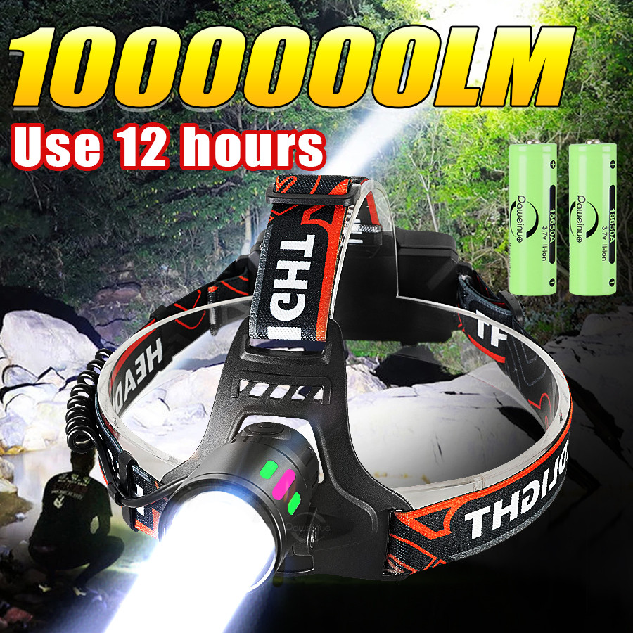 Jual Rechargeable LED Headlamp 1000000LM Head LED Front Flashlight Most ...