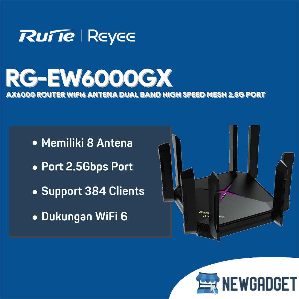 Jual RUIJIE REYEE RG-EW6000GX AX6000 ROUTER WIFI6 ANTENA DUAL BAND HIGH ...