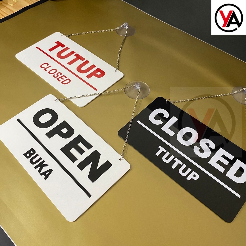 Jual OPEN CLOSE/BUKA TUTUP SIGN AKRILIK 2MM(Dua sisi+Rantai&Kop Kaca ...