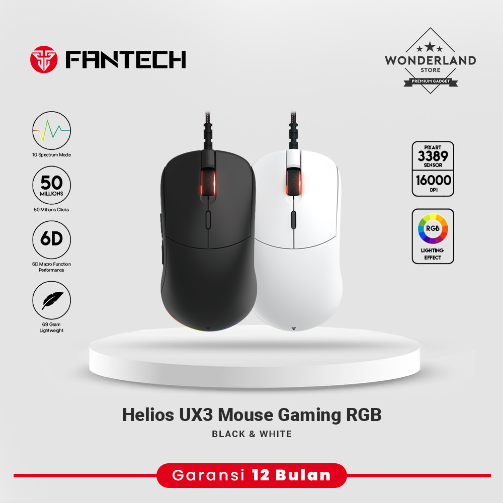 Jual Fantech HELIOS UX3 UX3V2 Mouse Gaming RGB Pixart 3389 16000DPI ...