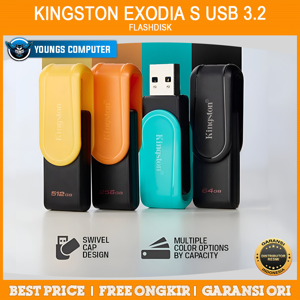 Jual FLASHDISK KINGSTON 64GB 128GB 256GB USB 3.2 DataTraveler Exodia S ...