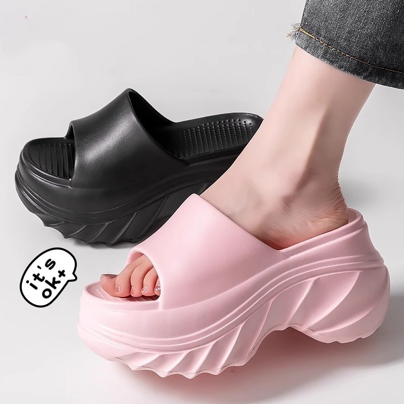 Jual Sendal slop wedges wanita korean import super high heels tinggi ...