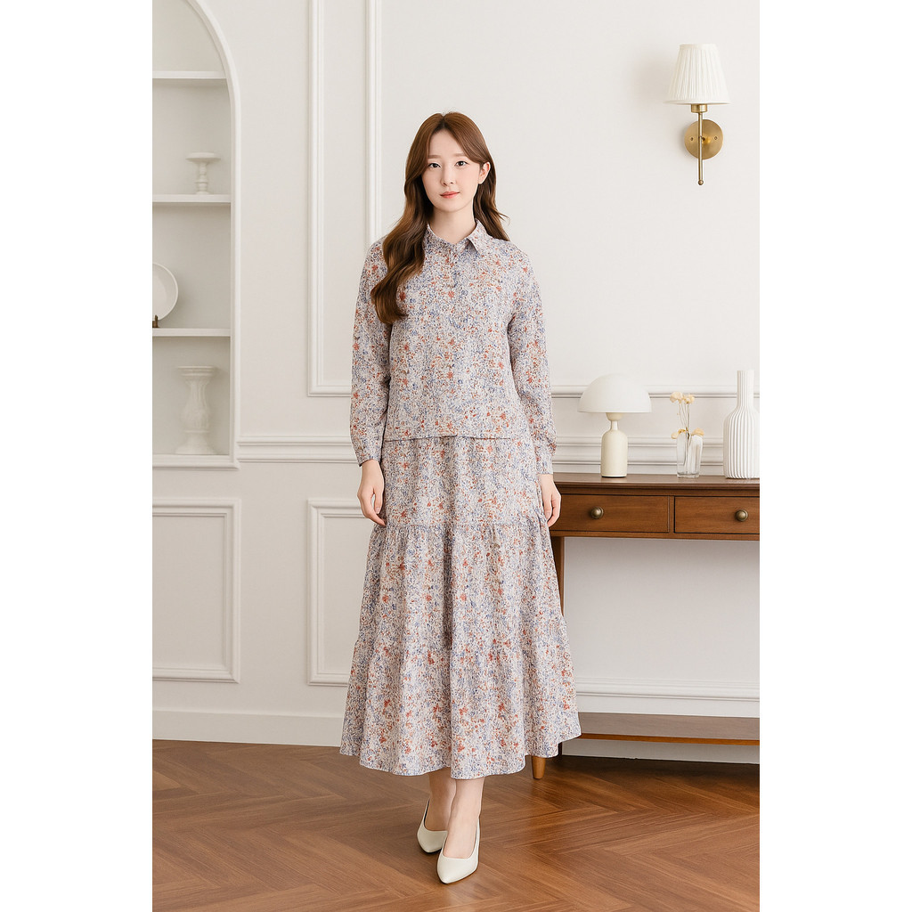 Jual IL - Setelan Rok Kayla Wanita Kekinian One Set Katun Premium Jumbo ...