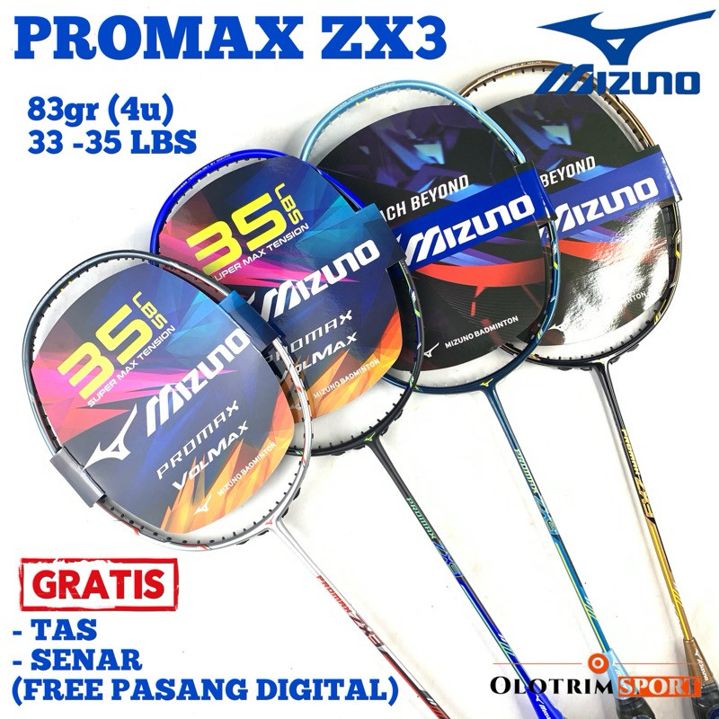 Jual Raket Badminton Mizuno Promax ZX3 New Color 2023 Original | Shopee ...