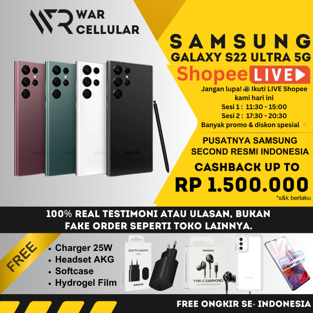 Jual SAMSUNG GALAXY S22 ULTRA 12/512GB 12/256GB 8/128GB SECOND RESMI ...