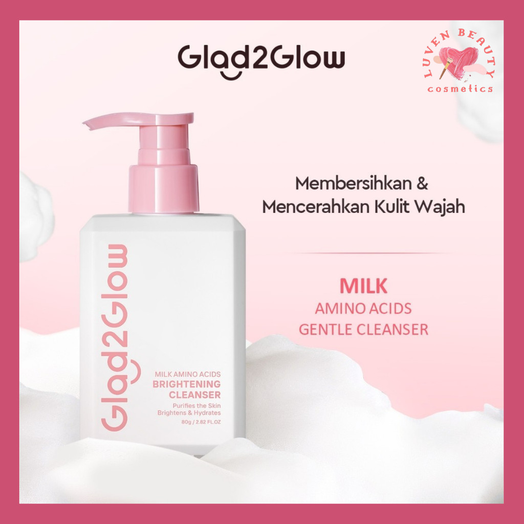 Jual GLAD2GLOW Milk Amino Acid Gentle Cleanser Facial Wash 80ml | Face ...