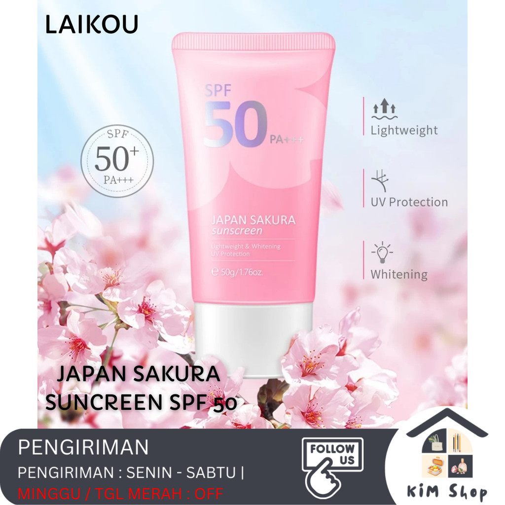 Jual KIM SHOP LAIKOU Sakura Sunscreen SPF50 Waterproof Tahan Air Tahan ...