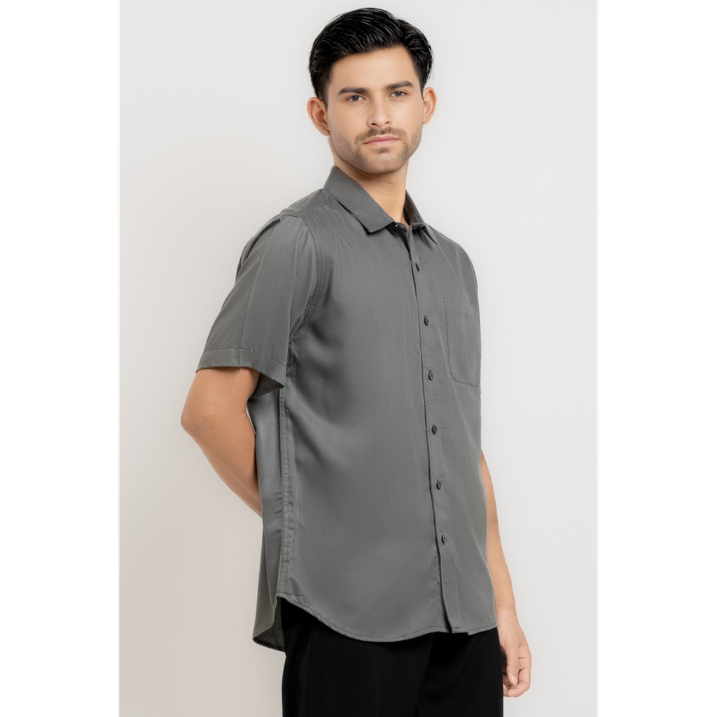 Jual Hassenda Kemeja Pria Polos Pendek Corbyn Grey | Shopee Indonesia