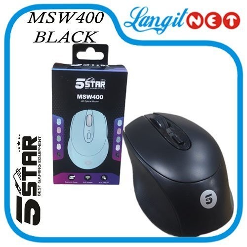 Jual MOUSE WIRELESS 4D OPTICAL 5STAR MSW400 BLACK | Shopee Indonesia
