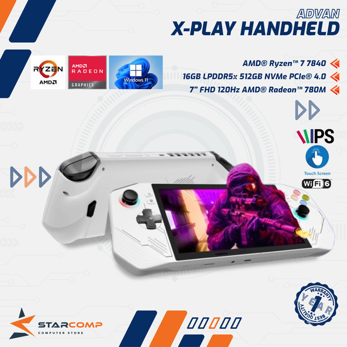 Jual Advan X-Play Handheld Gaming PC AMD Ryzen 7 7840U AMD Ryzen AI IPS ...