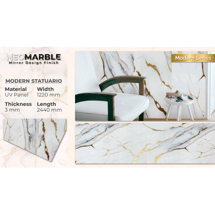 Jual DANESON UV BOARD NEO MARBLE PVC PANEL 3MM - M STATUARIO | Shopee Indonesia