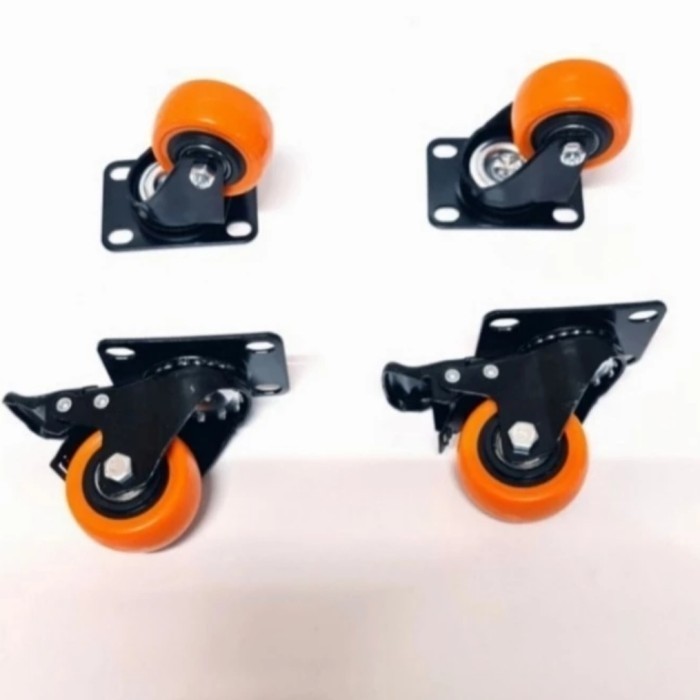 Jual Roda Troli / Caster Wheel / Roda PU (Polyurethane) Orange 2 inch ...
