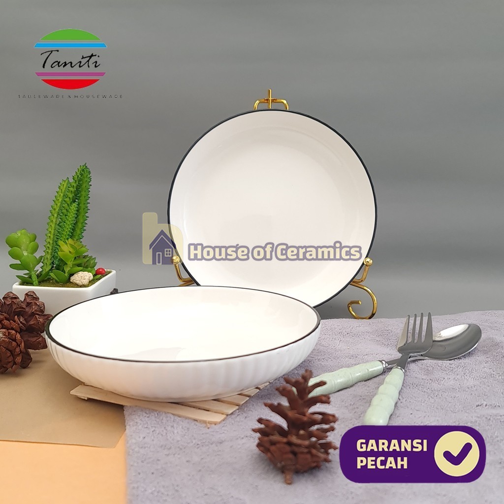 Jual TANITI Piring Keramik Makan Embossed 7 Inch 18 Cm Piring Makan ...