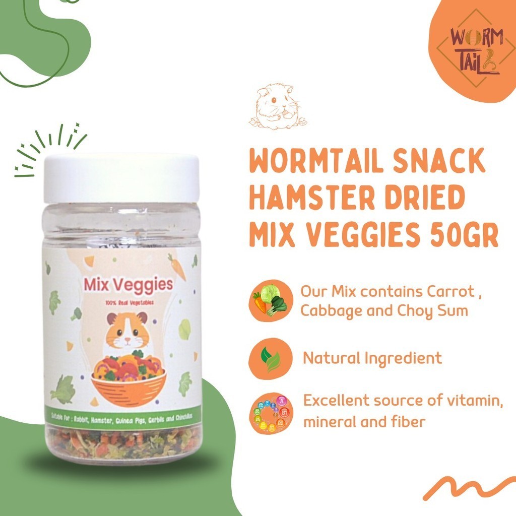 Jual WORMTAIL Snack Hamster Dried Mix Veggies 50gr | Shopee Indonesia