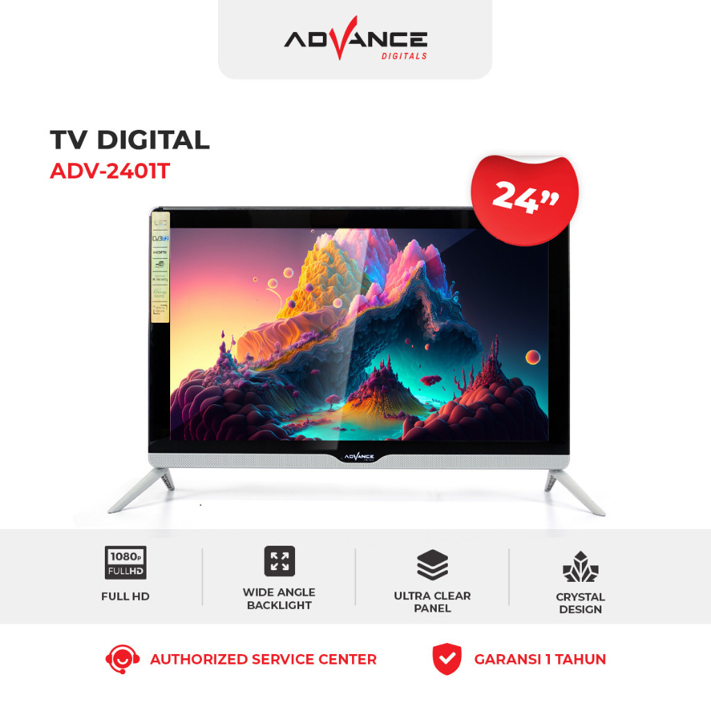 Jual Advance ADV-2401T Televisi LED Digital Tanpa Set Top Box Full HD 24 Inch Crystal Disign TV ...