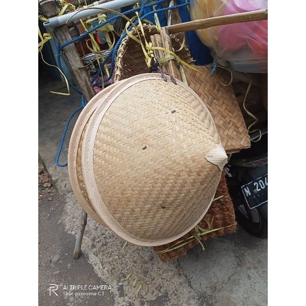 Jual caping bambu/Capil bambu/payung kepala/topi pak tani brkh | Shopee ...