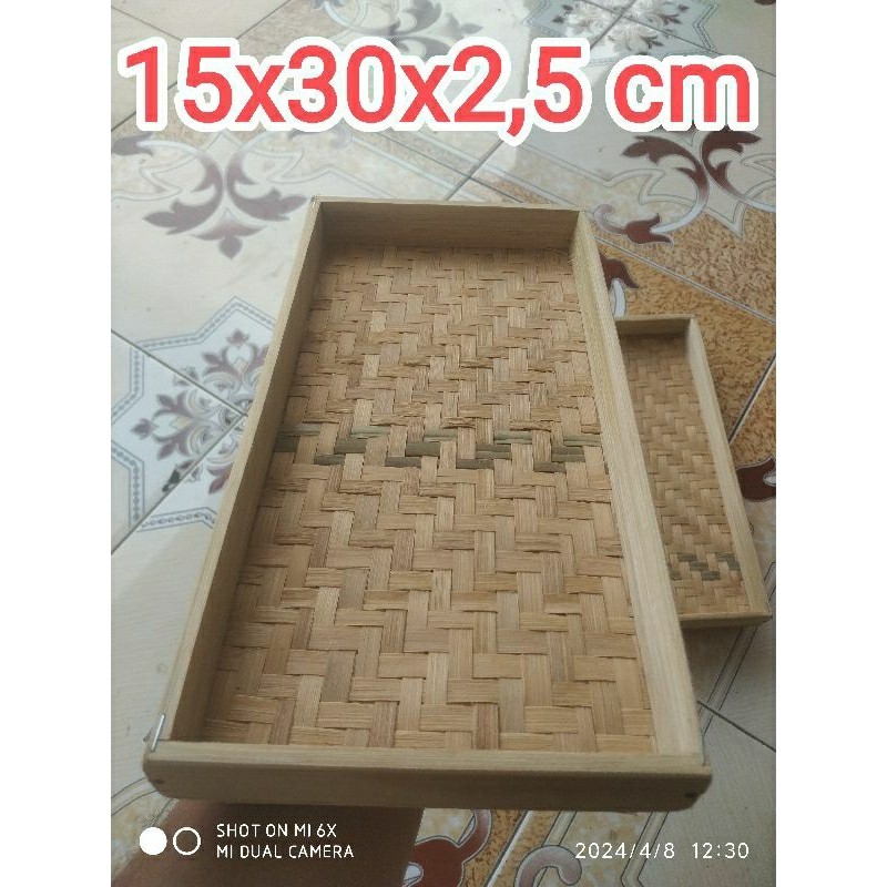 Jual tempat sate/tampah kecil/nampan bambu 15x30cm/baki bambu Brkh ...