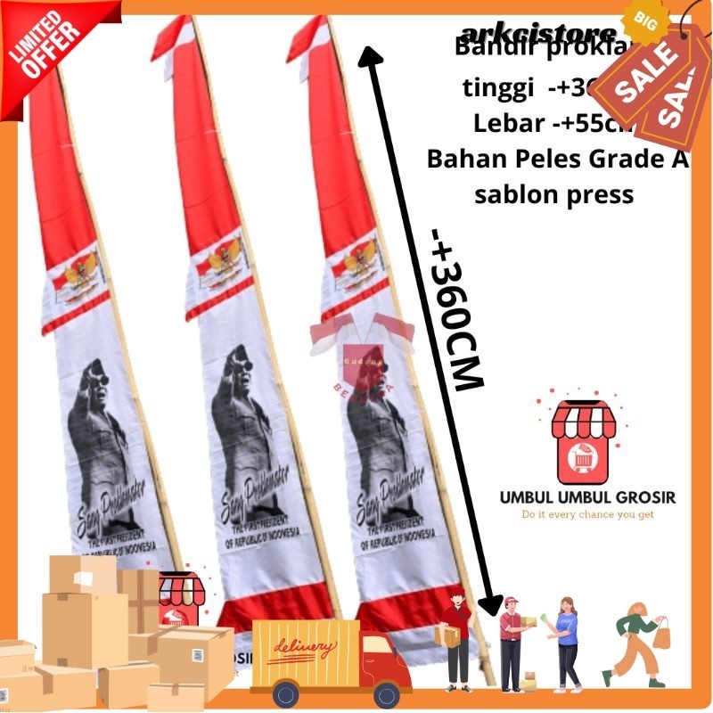 Jual ark Umbul umbul Jumbo Bandir Bendera merah putih panjang bendera Indonesia bendera garuda ...