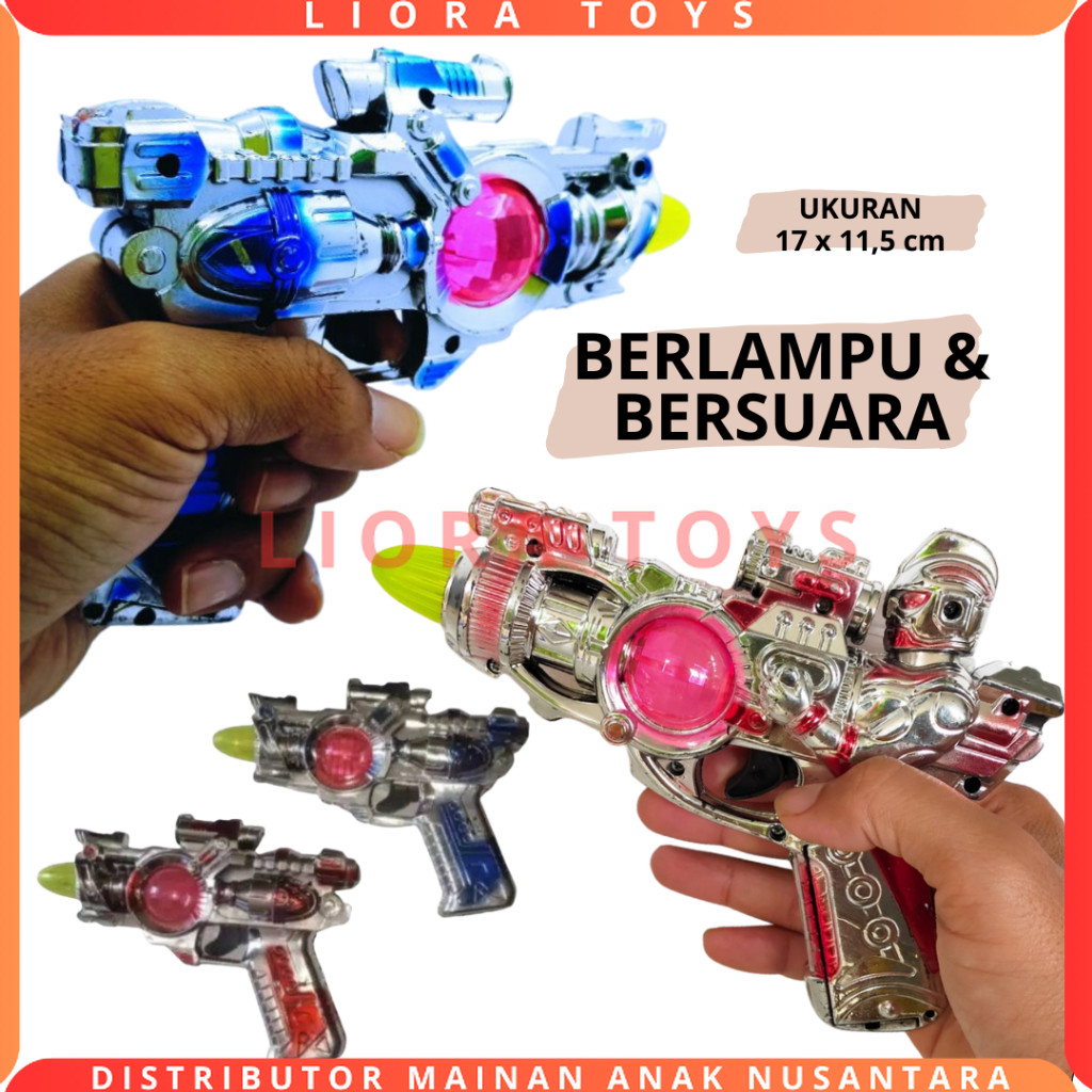 Jual Mainan Anak Pistol Laser ada Lampu Dan Suara Bunyi Tembakan Lucu ...