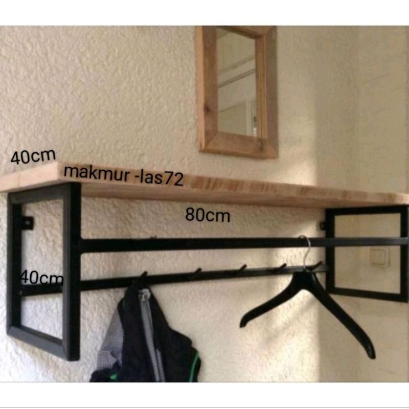 Jual PROMO rak dinding dan gantungan baju besi dan kayu industrial ...