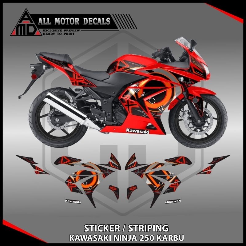 Jual Striping Ninja 250 Karbu Motif Grafis KYT / Decal Kawasaki Ninja ...