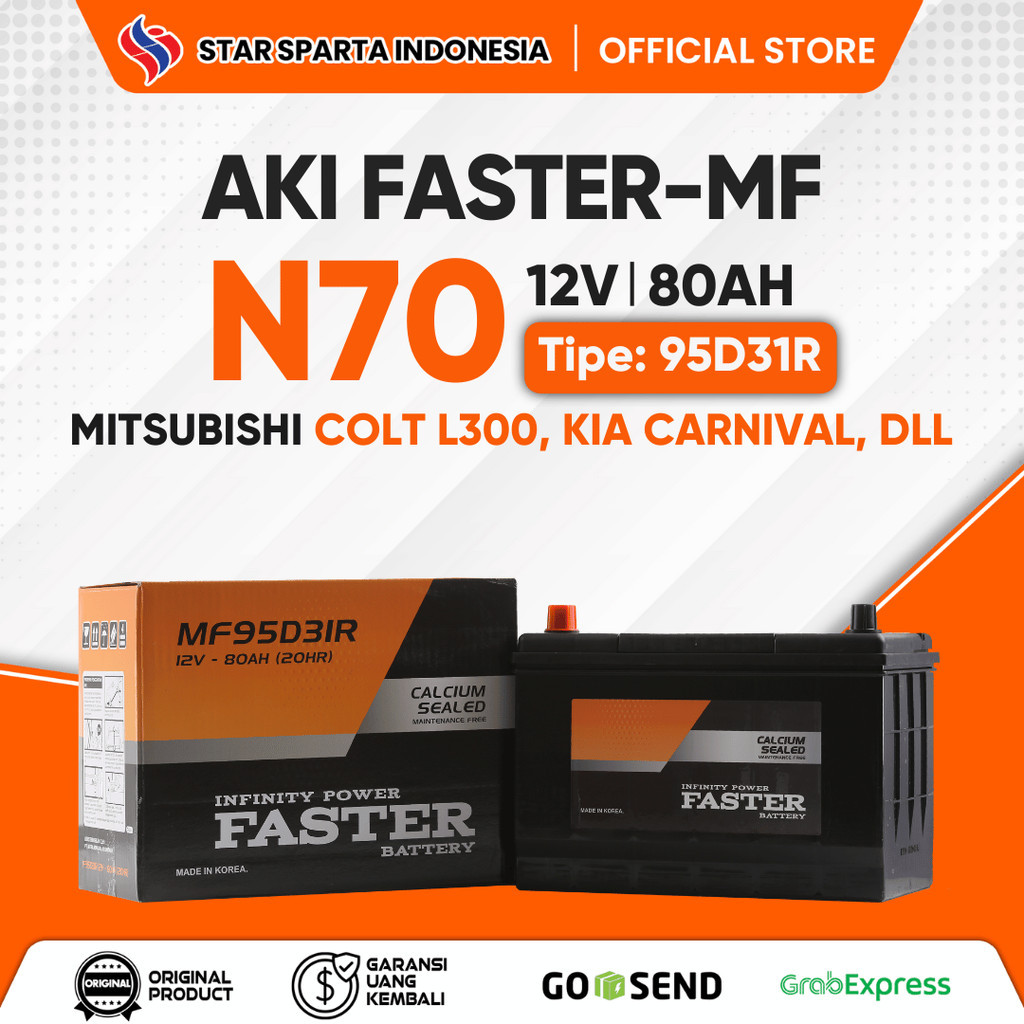 Jual Faster MF - Aki N70 12V 80Ah untuk Mitsubishi Colt L300, KIA ...