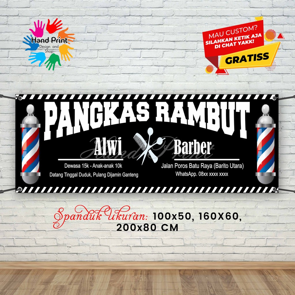 Jual Cetak Spanduk Banner Pangkas Rambut Hitam Keren Aesthetic MMT ...