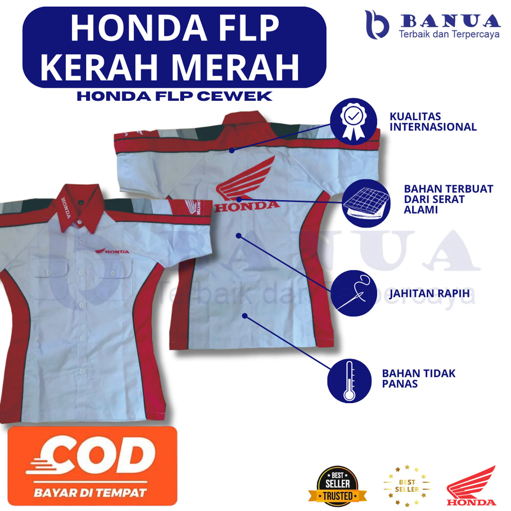 Jual Seragam Honda Frontline People (FLP) Wanita Kerah Merah ...