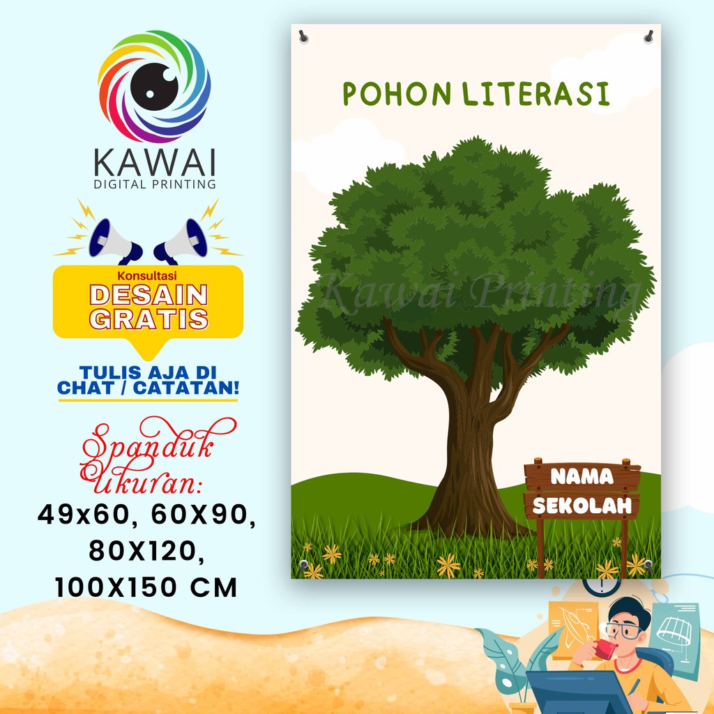Jual SPANDUK / BANNER Pohon Literasi Pohon Cita-Cita Pohon Besar 2 Free ...