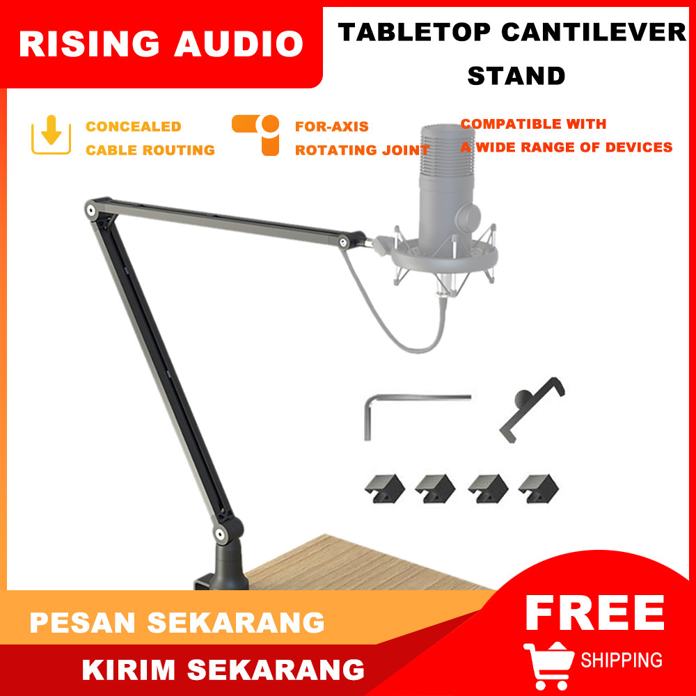 Jual RISING AUDIO Microphone boom arm with table mount, 360° swivel ...