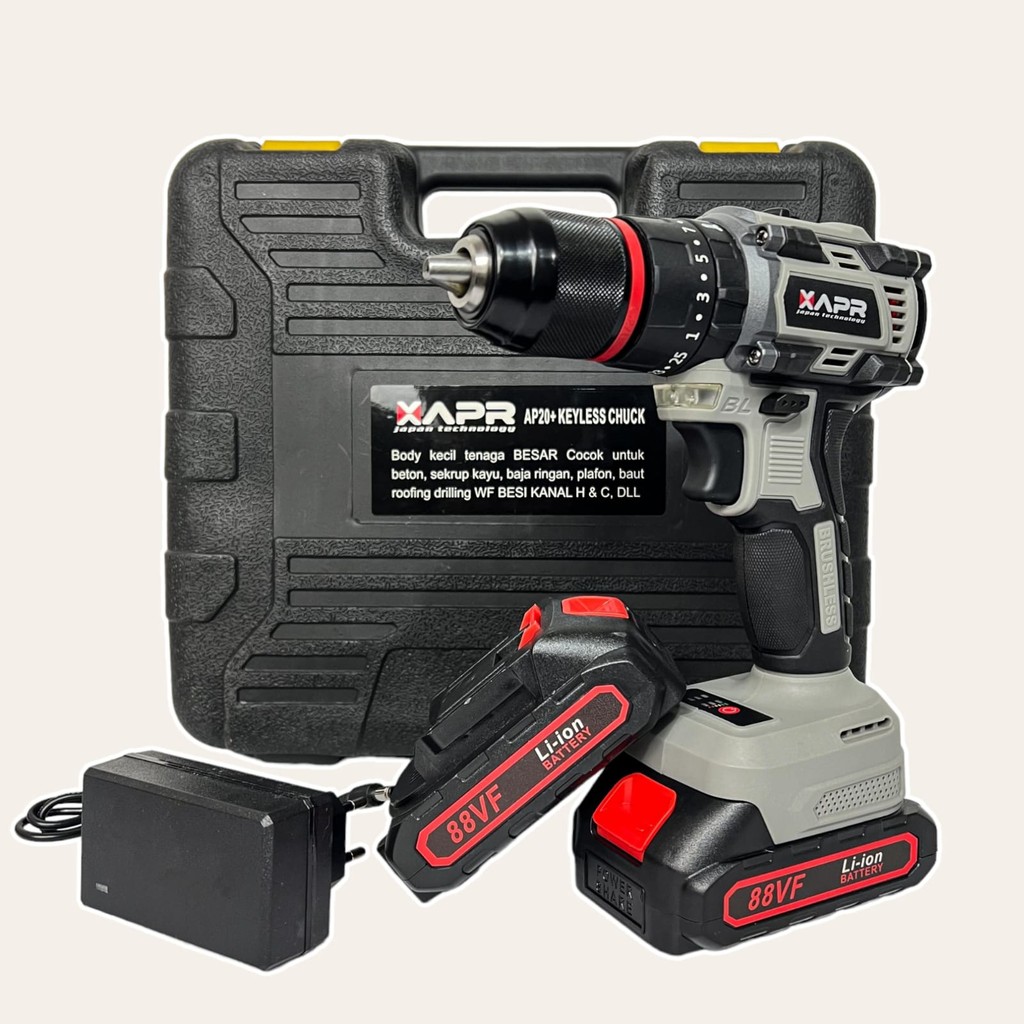 Jual APR bor cordless AP20+ 88v 13mm gen 4 brushless mesin bor baterai ...