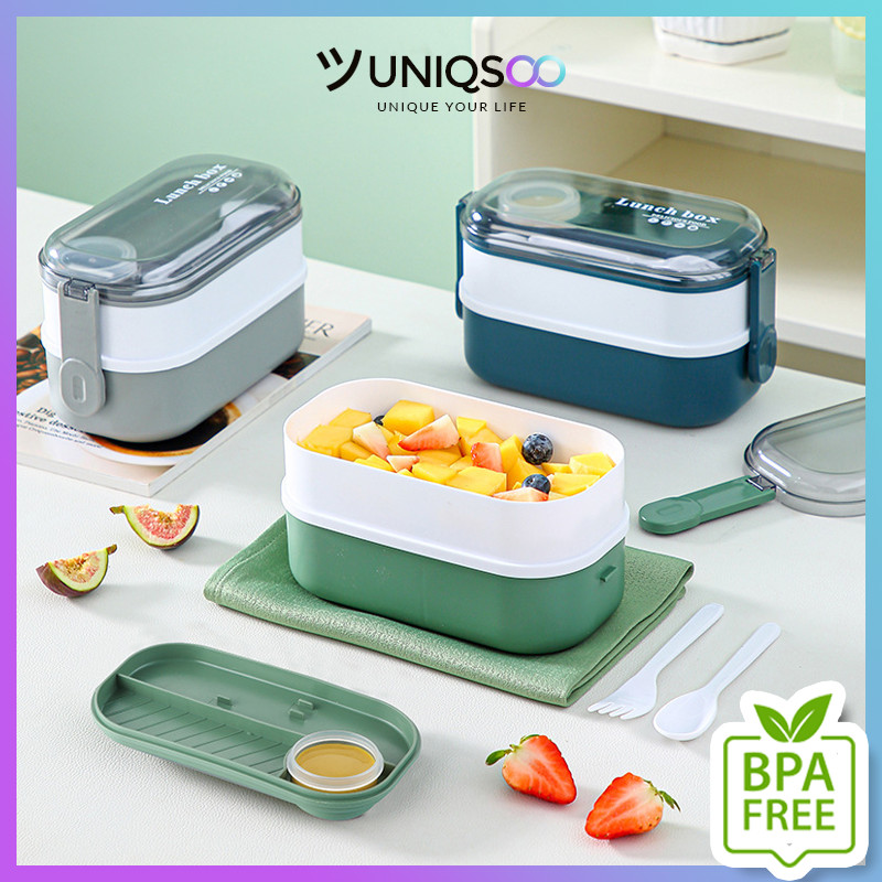 Jual UNIQSOO Lunch Box Kotak Bekal Anti Tumpah 2 Tingkat 1400ml / 800ml BPA FREE Kotak makan ...
