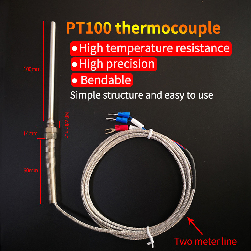 Jual k & PT100 type Thermocouple Probe 3-Wire M8 Thread Temperature ...