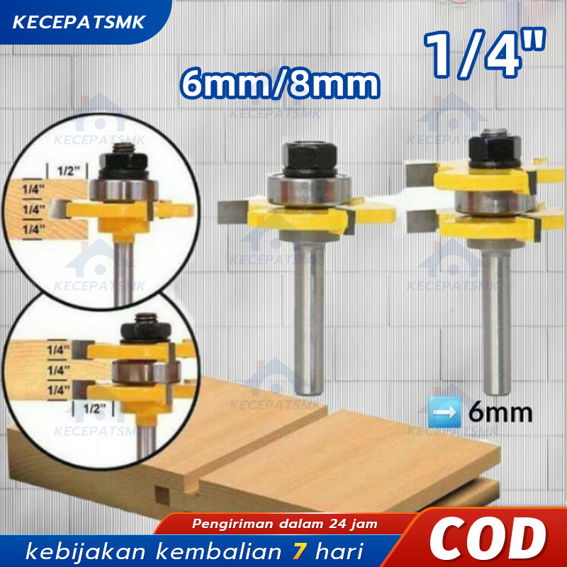 Jual 1/4 mata router profil sambungan kayu panel pintu slot set Tongue ...